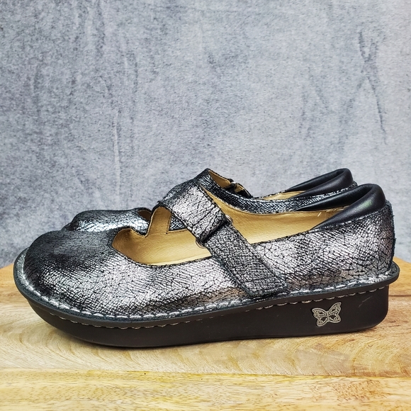 Alegria | Shoes | Alegria Jil Mary Jane Shoes Womens 37 775 Black Silver Leather Comfort | Poshmark